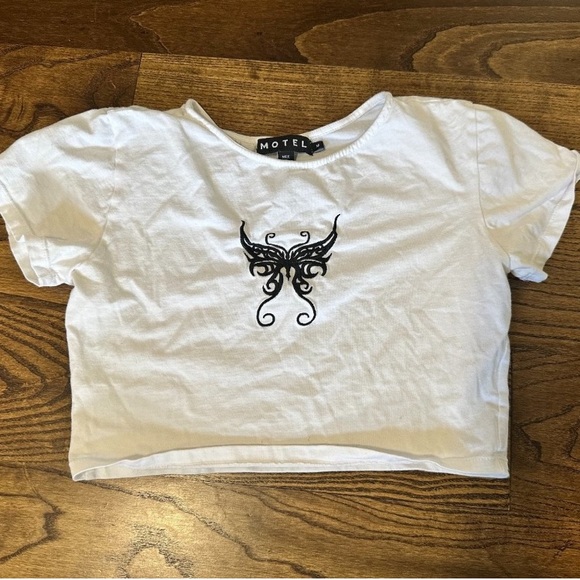Motel Rocks | Tops | Motel Rocks Black And White Butterfly Crop Top ...